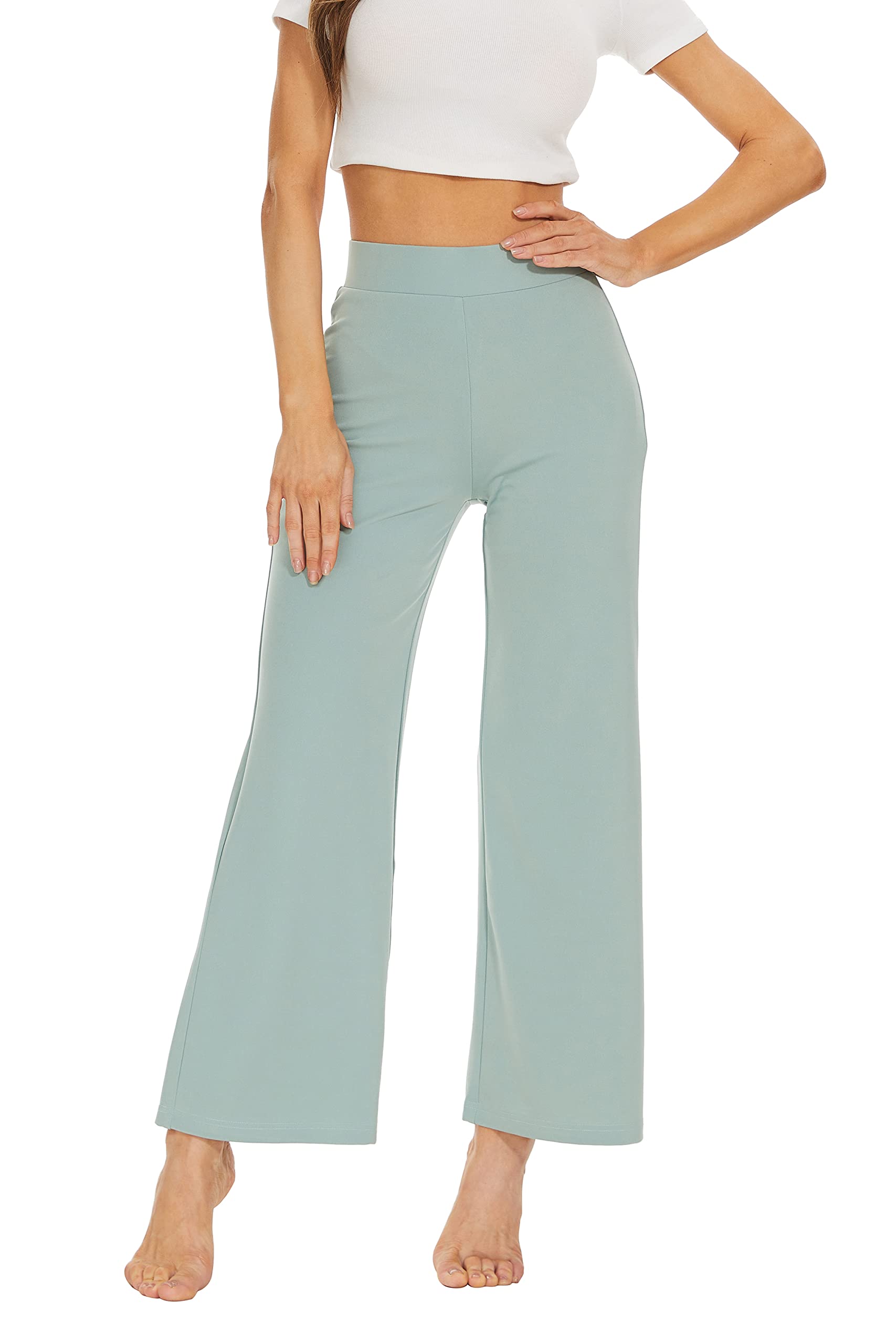 FUNYYZO Women Yoga Capris Pants Soft Wide Leg Lounge Workout Comfy Stretchy Cropped Trousers
