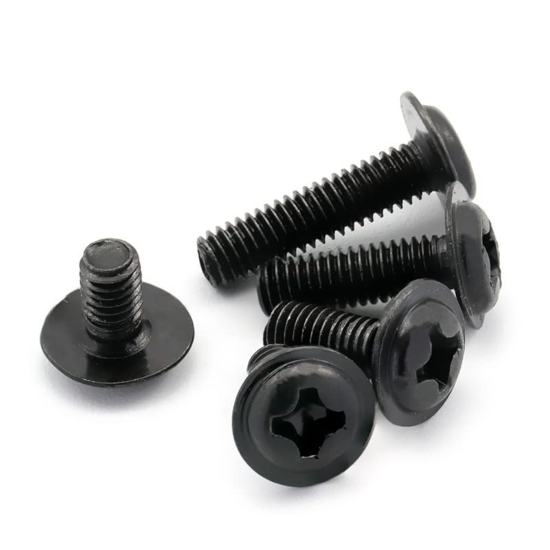 NTTHAM 50PCS PWM Black M3 Pan Padded Screws Referral Computer Case Chassis Fixed Motherboard Screws with Pad DIN967 (Size: M3, Length: 6mm)