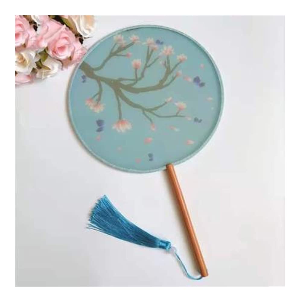 Folding Hand Fan Hand Fan Folding Fan Translucent Long Handle Ancient Style Group Fan Hanfu Costume Dance Palace Fan Chinese Style Female Fan Folding Fan (2 Pieces)