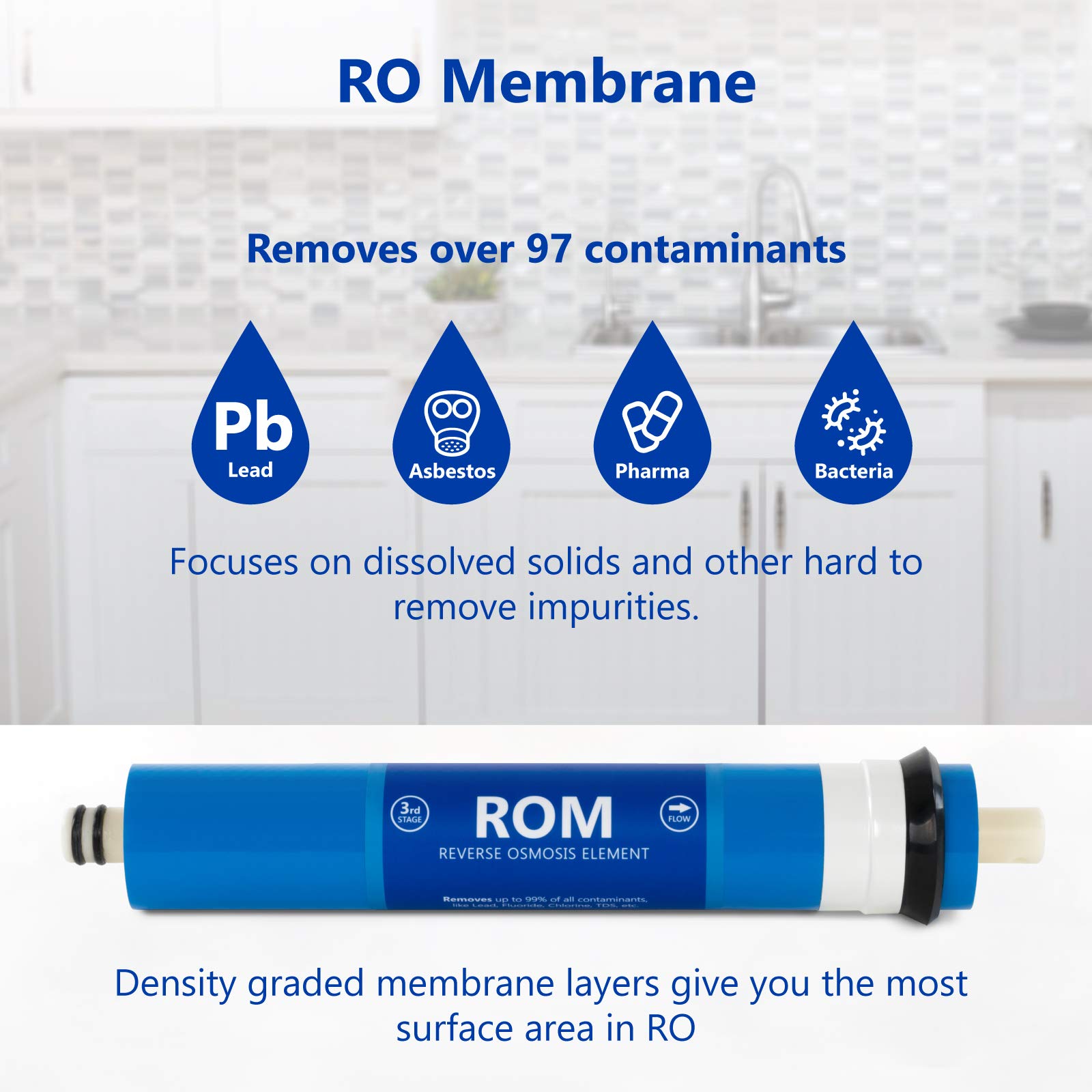 Express Water – Countertop Reverse Osmosis System Filter Set – 4 Replacement Filters – 1?4” Quick Connect Filter Cartridges – Sediment and Carbon Filters – 100 GDP RO Membrane – 6 Month Filter Set