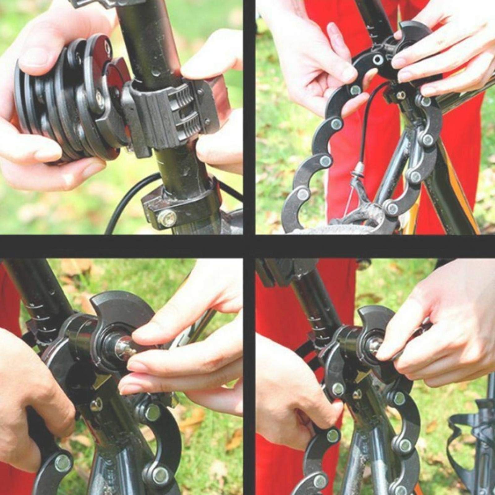 EVTSCAN Anti Theft Hamburg Bicycle Folding Lock Collapsible Metal Chain Cable Safety Lock with 3 Keys for Electric Bike & Mountain Bike
