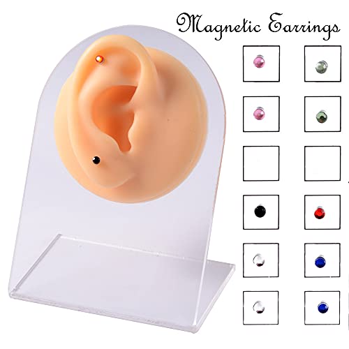 Fuqimanman2020 12pcs Stainless Steel Balls Nose Studs Set Fake Nipple Piercing Rings Breast Clips Clip On Non Piercing Body Jewelry-12pcs 3mm Rainbow