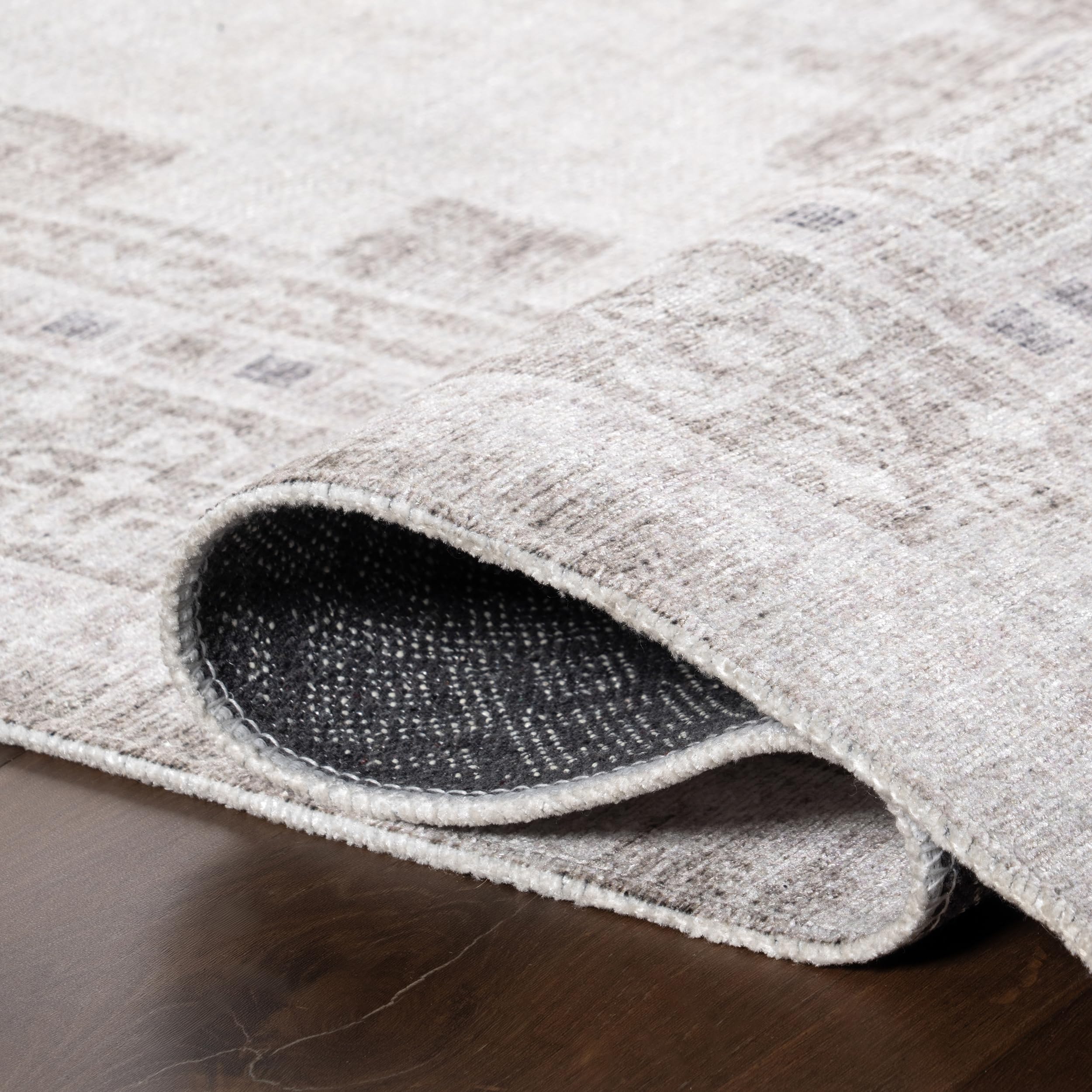 nuLOOM 8' x 10' SpinClean Machine Washable Stain-Resistant Area Rug Low Profile for Living Room, Bedroom, and Dining Room, Alexia Grey