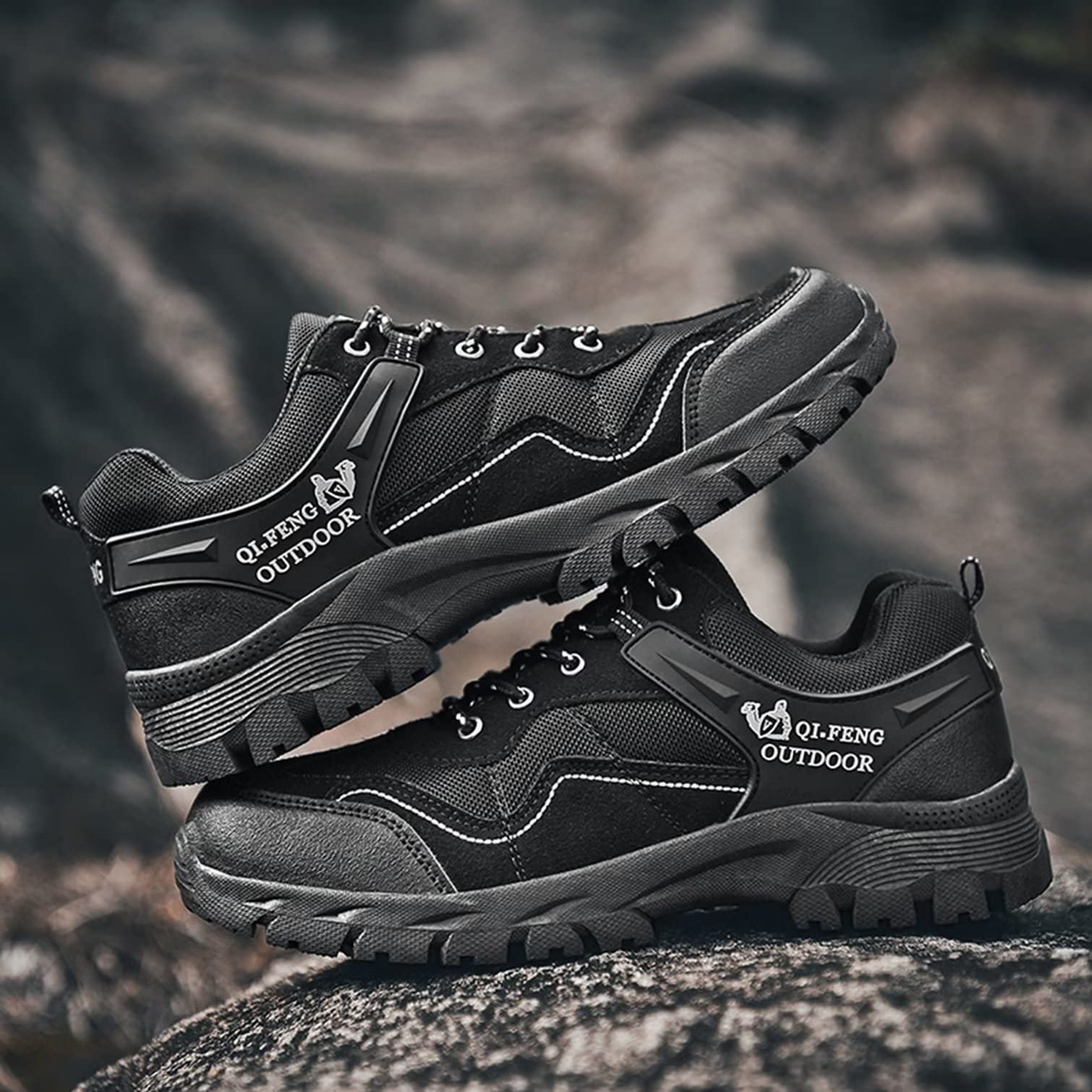 HARMOX Women's Men's Hiking Boot Comfortable Hiking Boots Men Waterproof Lightweight Black