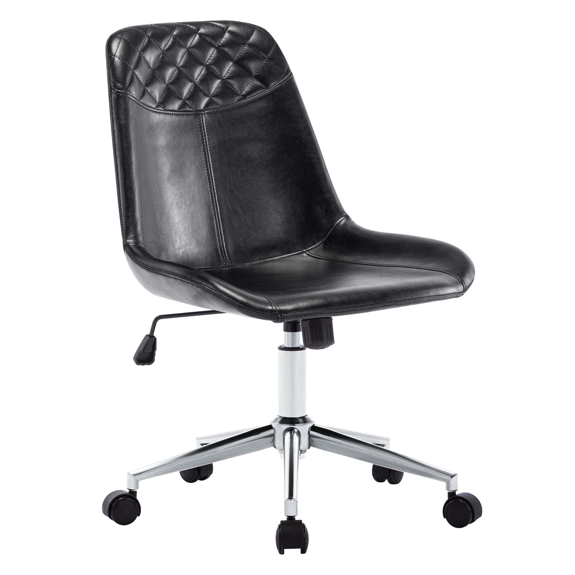 DUHOME Modern PU Leather Office Chair Desk Chair Swivel Height Adjustable Computer Chair with Wheels, White