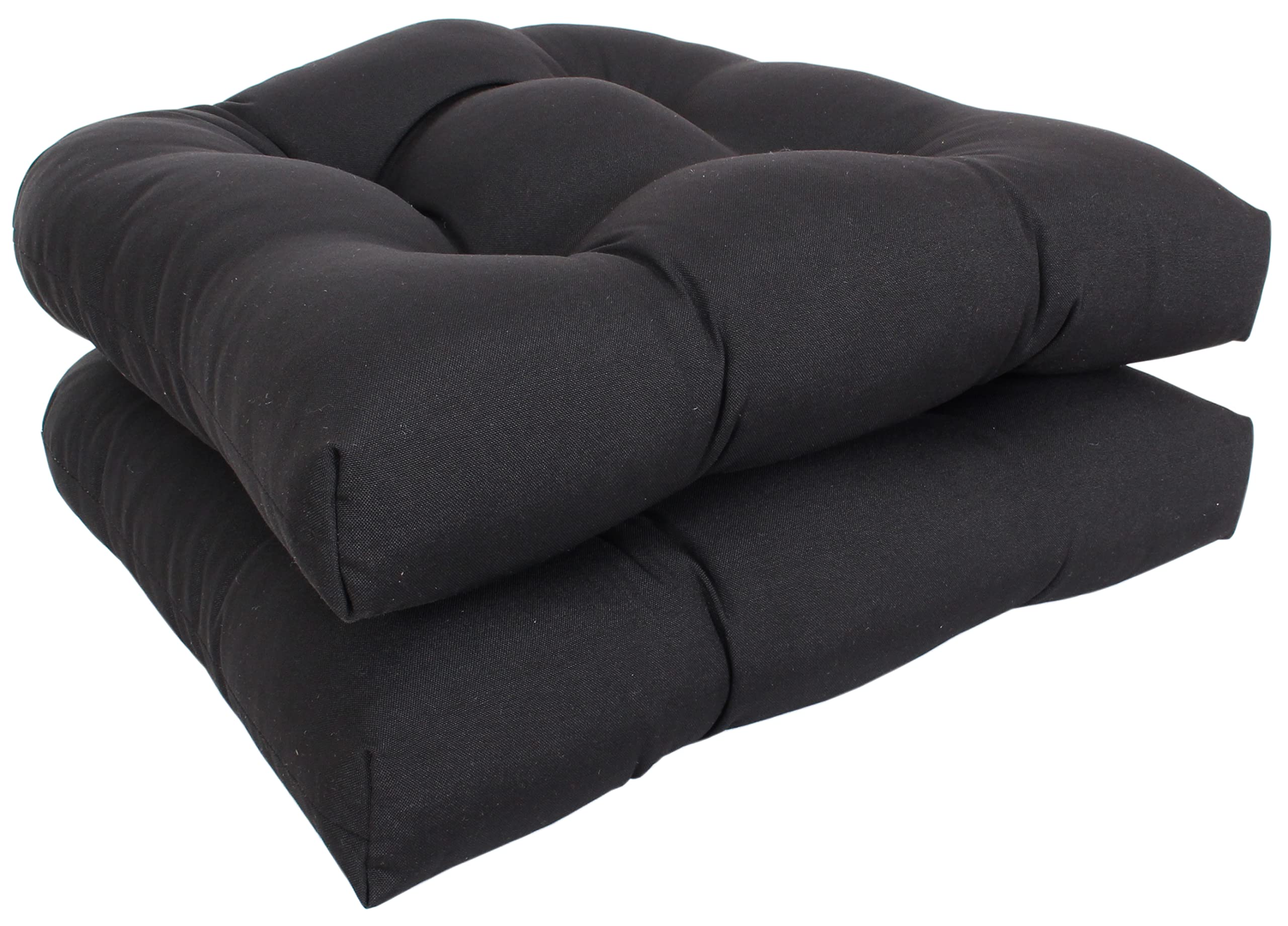 RULU Set of 2 19"x19"x4" Solid Black Outdoor/Indoor Wicker Seat Cushions