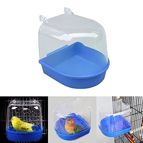 Parrot Bathing Hanging on Cage Birdbath Bird Supplies Plastic Box Cage Accessories for Pet Shower(Yellow)