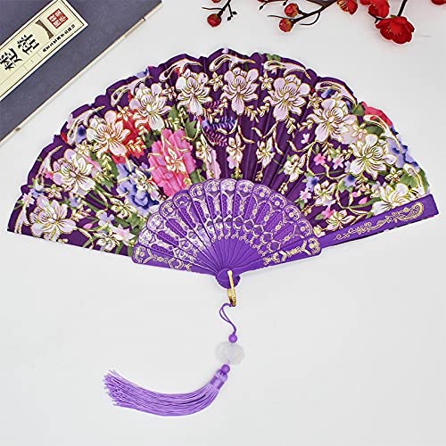 Folding Fan Vintage Pattern Chinese Style Hand Held Fans Silk Plastic Folding Fans Summer Wedding Party Fan Elegant Pattern Pocket Gift (8) (13)