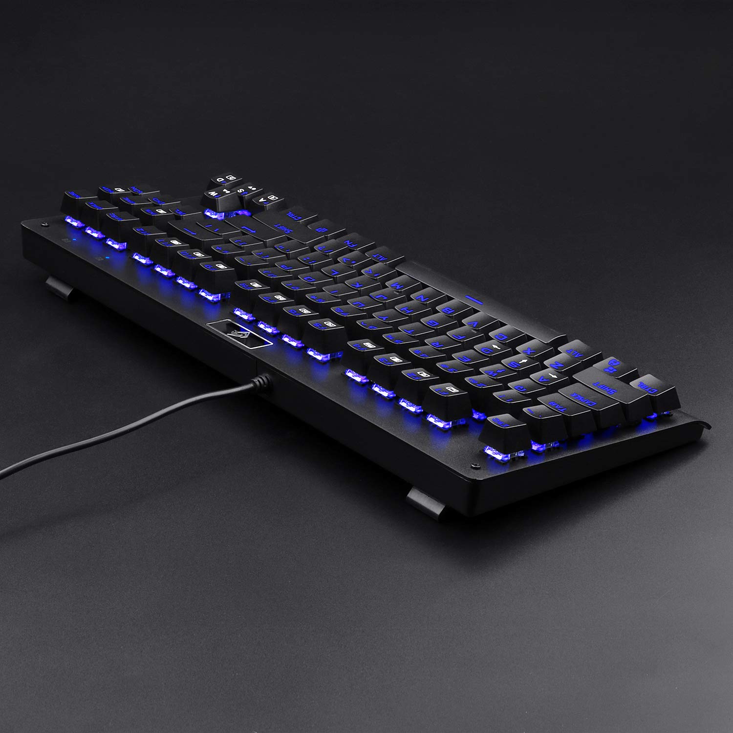 EagleTec KG040 Mechanical Gaming Keyboard Blue LED RGB Backlit Wired with Clicky Blue Switches Equivalent Compact Tenkeyless with 87 Keys for Windows PC (Black)