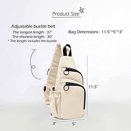 ODODOS Crossbody Sling Bag with Adjustable Straps Small Backpack Lightweight Daypack for Casual Hiking Outdoor Travel, Ivory