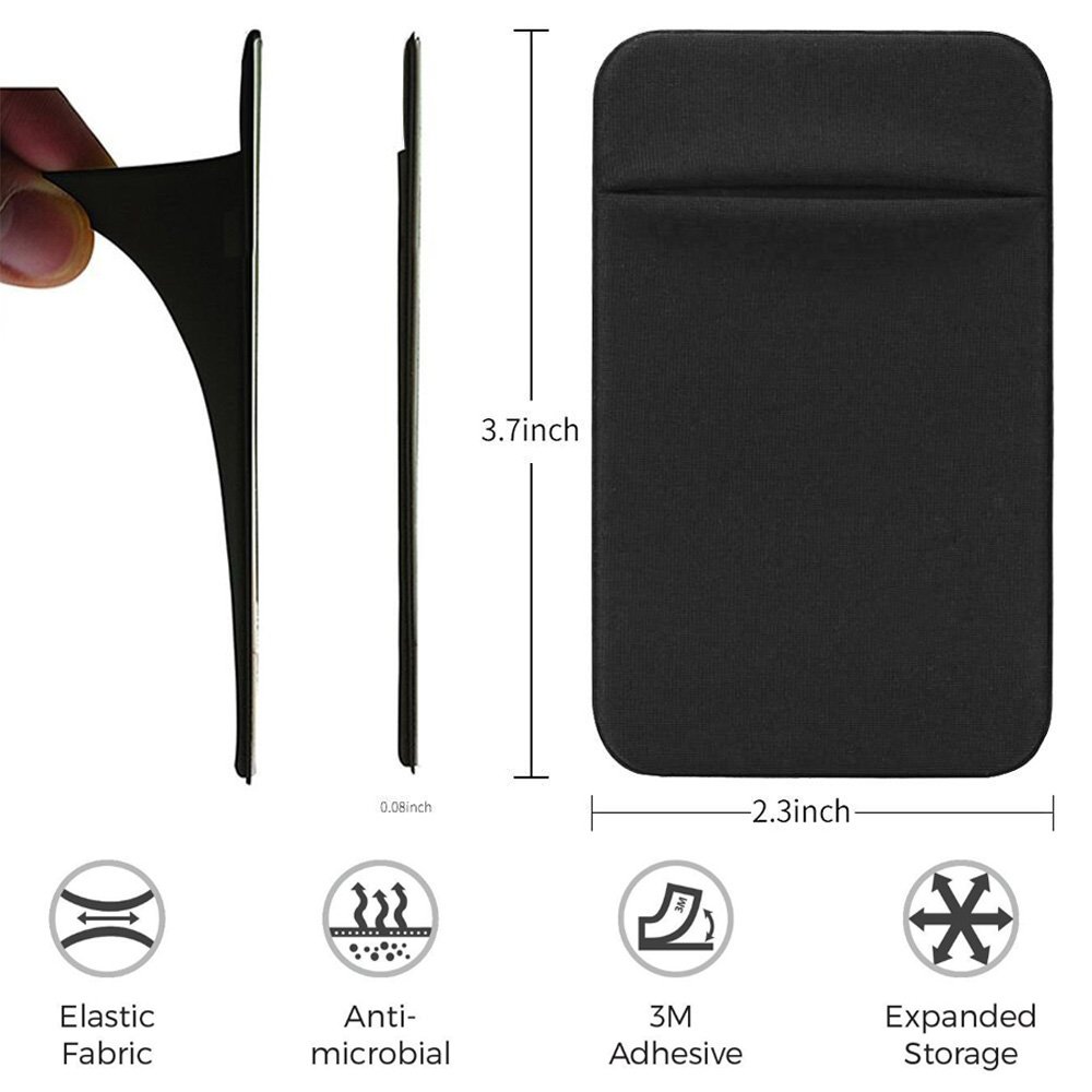 Fulgamo 3Pack Adhesive Phone Pocket,Cell Phone Stick On Card Wallet,Credit Cards/ID Card Holder(Double Secure) with Self Sticker for Back of iPhone,Android and All Smartphones (2 Black& 1 Grey)