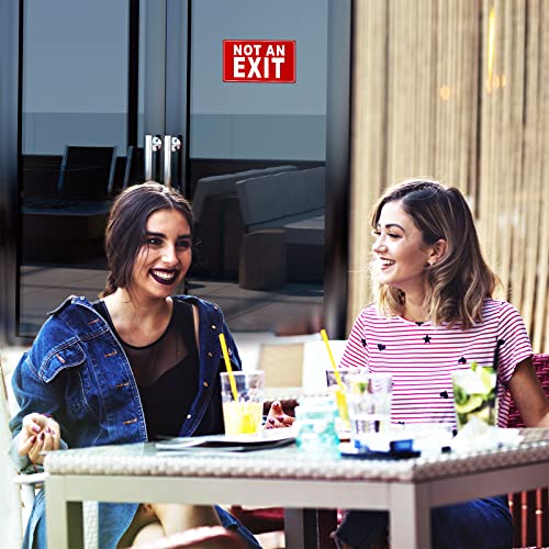Not an Exit Signs Stickers-No Exit Door Sign Self Adhesive Vinyl Stickers- 12 x 7 Inches Decal Not an Exit Signs Label - Laminated for Ultimate UV - Resistant PVC - Weather&Scratch Resistant - Indoor & Outdoor Use - White Text on Red Base (4 Pack)