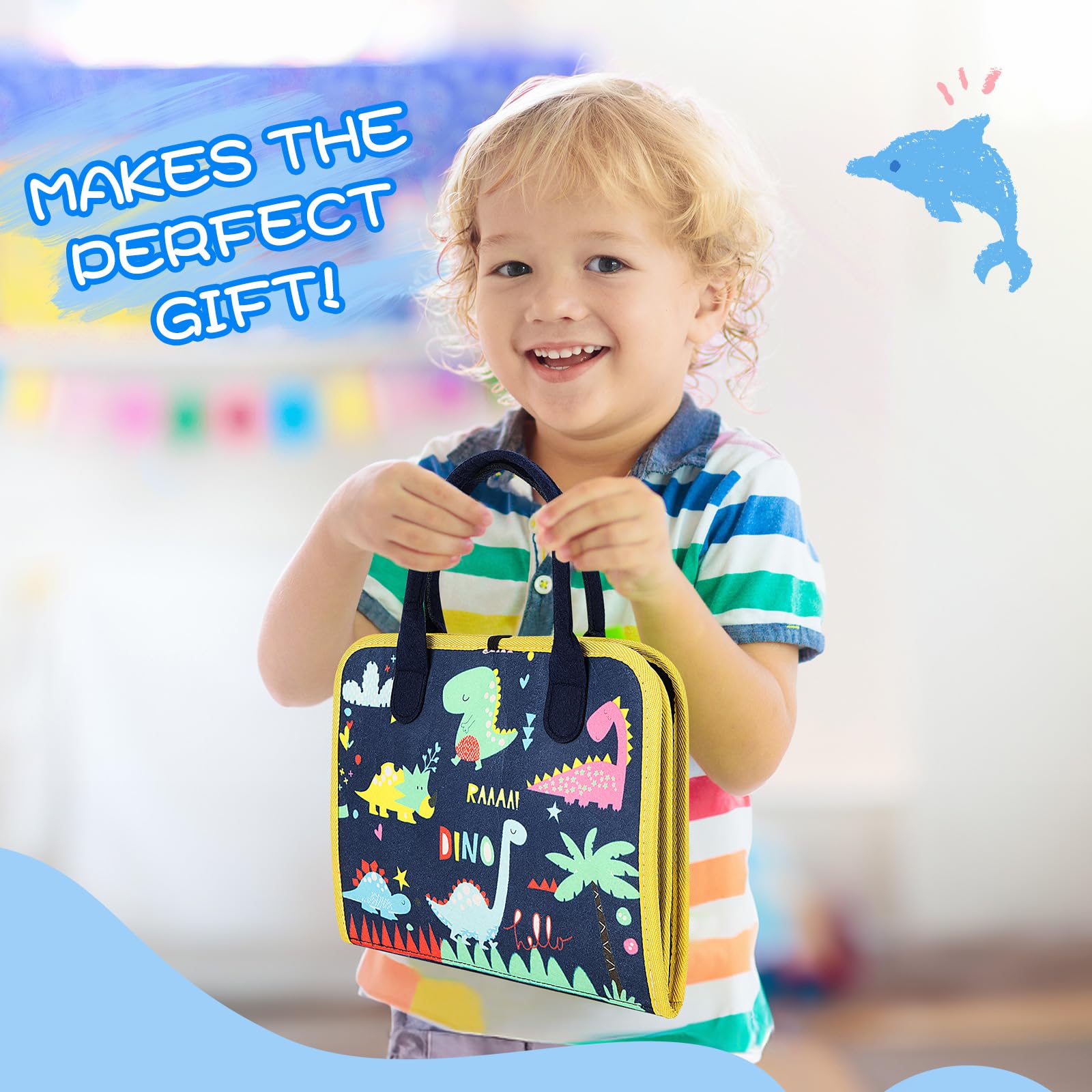 GOLDTIMO Busy Board Bag, Toddler Travel Bag, Quiet Book Bag,
