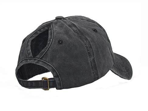 Eohak Ponytail Baseball Hat Distressed Retro Washed Womens Twill