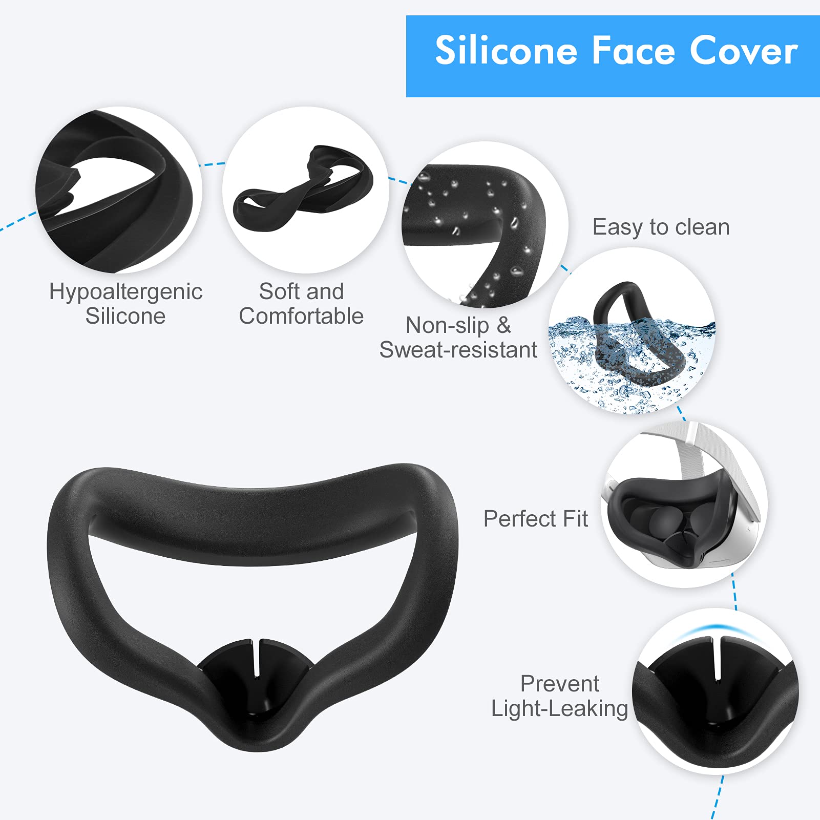 EWalos Silicone Head Back Padding for Oculus Quest 2, Upgraded VR Elite Strap Replacement Accessories, Effective Reduce Head Pressure & Refuse Headset Slide, Thickened High Strength Design