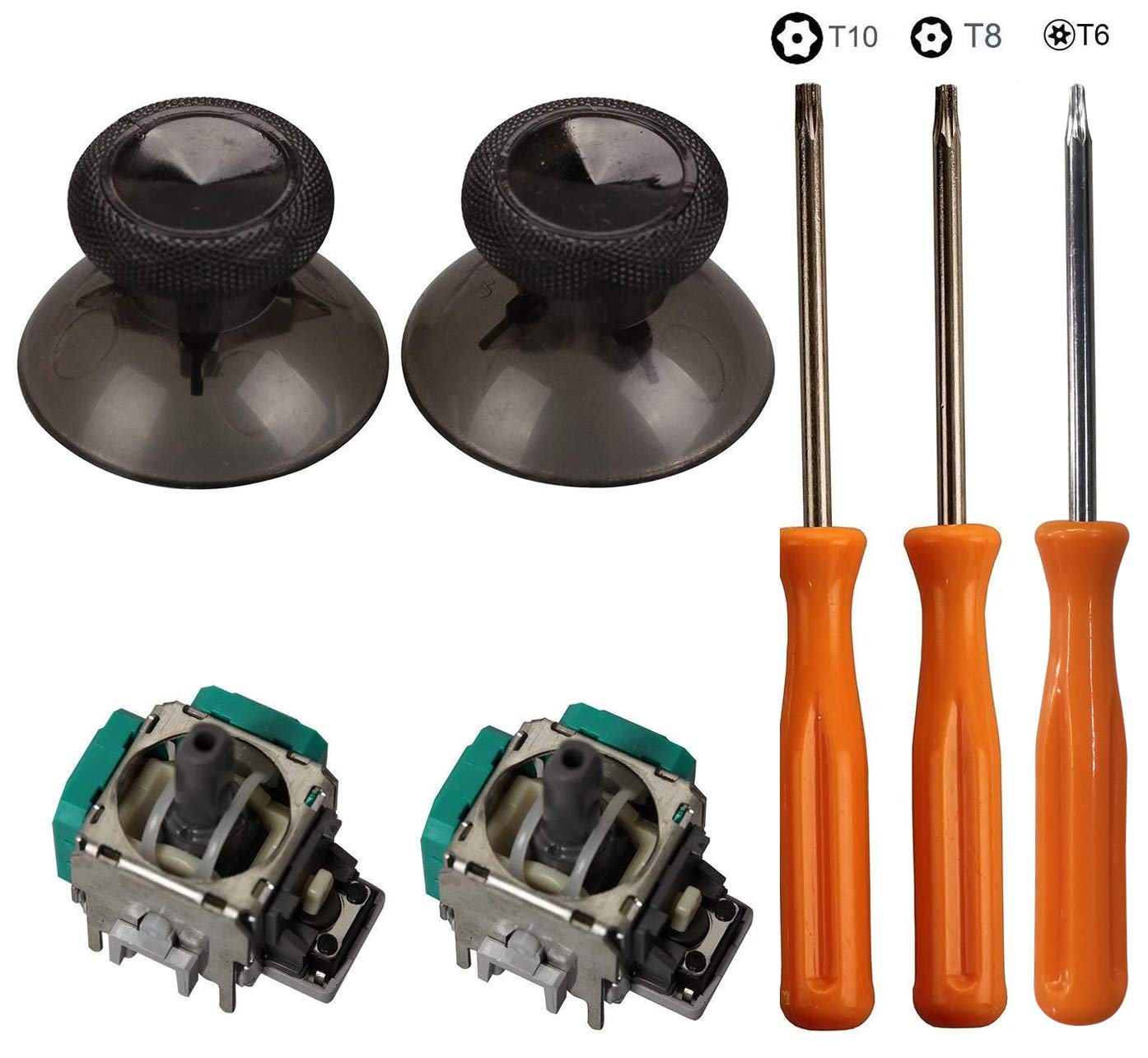 eJiasu Xbox Controller Joystick Replacement 2 Piece 3D Joystick Rocker & Thumbsticks Grip Parts with T6/T8/T10 Screwdrivers Tool for Xbox One Controller