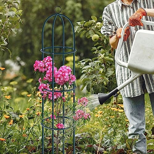 Metal Garden Obelisks Trellis for Climbing Plants Outdoor,1.85m Plastic-Coated Steel Frame Trellis Planter,for Rose Vine (Black)