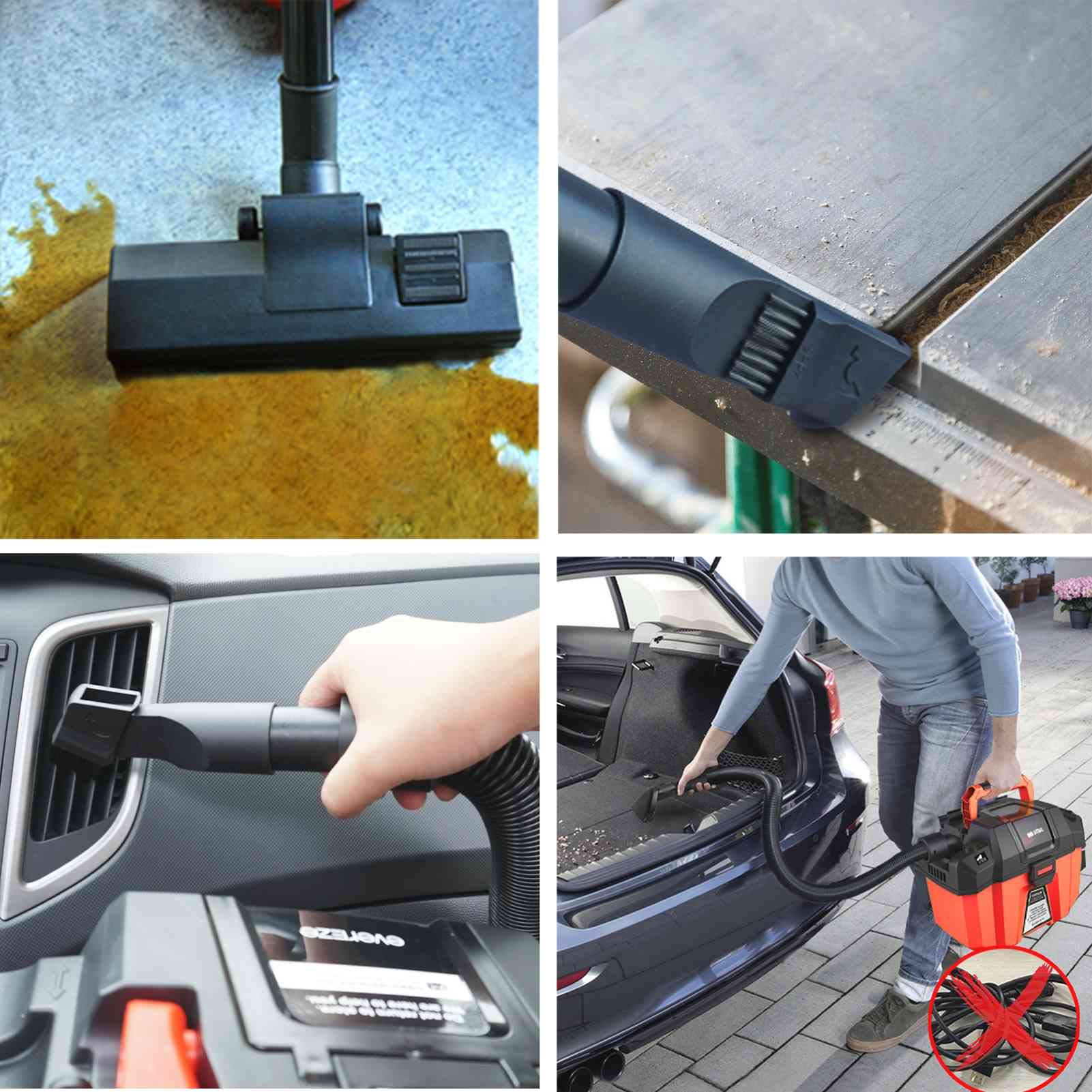 Evereze Cordless Shop Wet Dry Vacuum Cleaner 2 Peak HP 2.6 Gallon Lightweight Powerful Suction Detachable 2.0Ah Battery for Garage, Car, Home & Workshop -V20 Plus