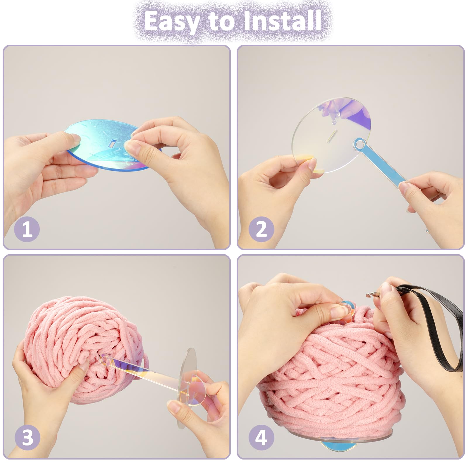 MiiMoo Wrist Yarn Holder - Portable Yarn Holder with Wrist Strap, Yarn Organizer for Knitting & Crocheting, Ideal Gift for Craft Lovers (Iridescent)