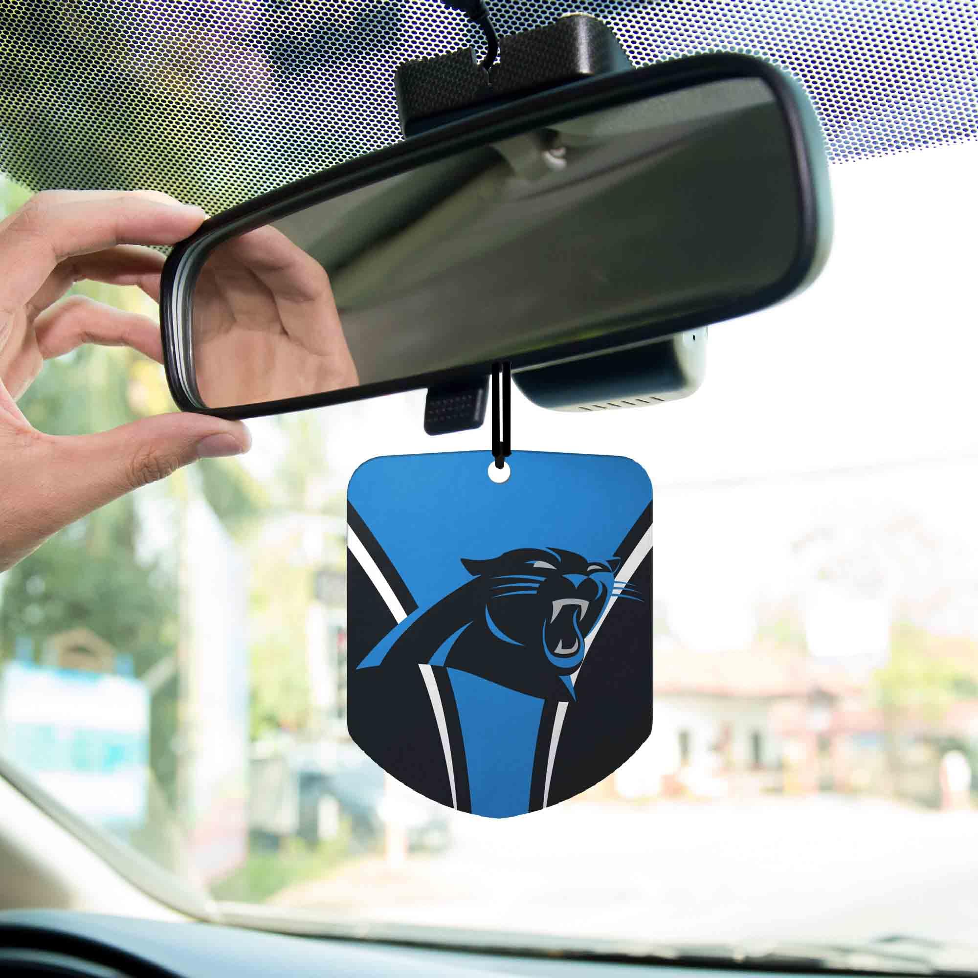FANMATS 61564 NFL Carolina Panthers Hanging Car Air Freshener, 2 Pack, Black Ice Scent, Odor Eliminator, Shield Design with Team Logo