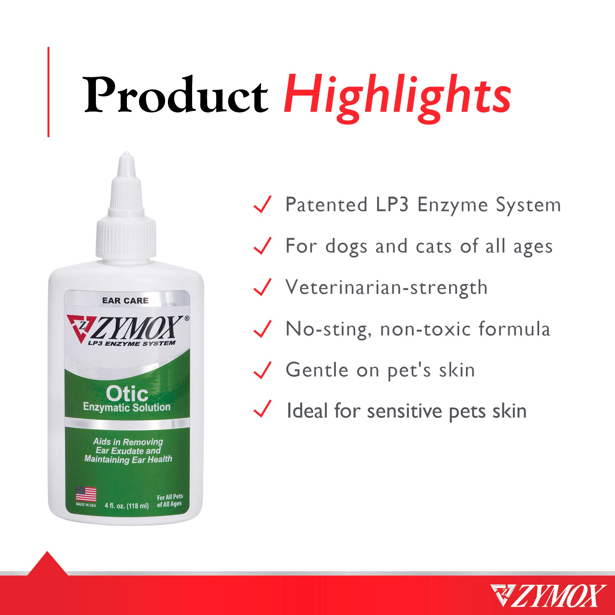 PET KING BRANDS Zymox Otic Enzymatic Solution for Dogs and Cats to Soothe Ear Infections Without Hydrocortisone for Itch Relief, 4oz