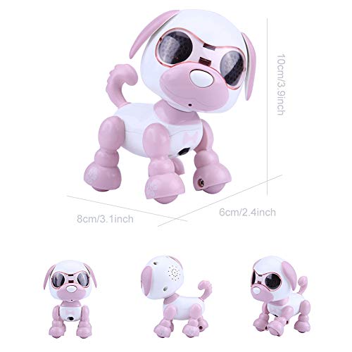 Robot Dog Toy, Electronic Robot Dog Pet Toy Smart Kids Interactive Walking Sound Puppy with LED Light Educational Toy Gift for Kids Children(Pink)