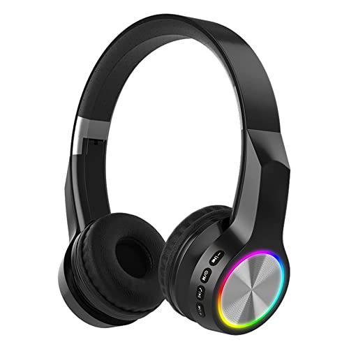 Nsxcdh Wireless Bluetooth Headphones Over Ear, Foldable Stereo Lightweight Earbuds with Built-in Mic & Deep Bass Adjustables Wired Wireless Mode Game Headset for PC Cell Phone (Black)