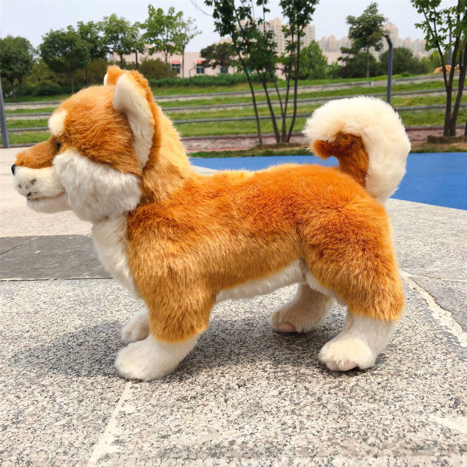 TAMMYFLYFLY Shiba Inu Plush Corgi Pillow Cute Dog Doll Stuffed Animal Plush Toy 12 Inches (Brown)