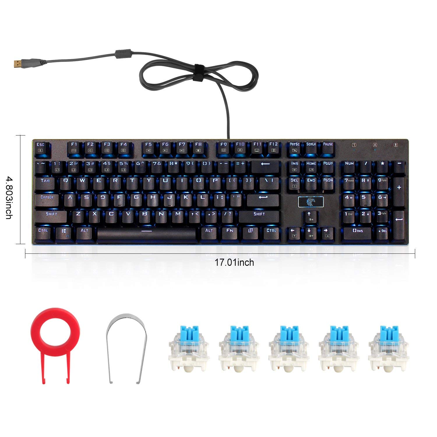 E-Element Z-88 Retro Mechanical Gaming Keyboard, Programmable RGB Backlit, Blue Switch -Tactile & Clicky, Typewriter Style, Water Resistant 104 Keys Anti-Ghosting for Mac PC, White (Renewed)