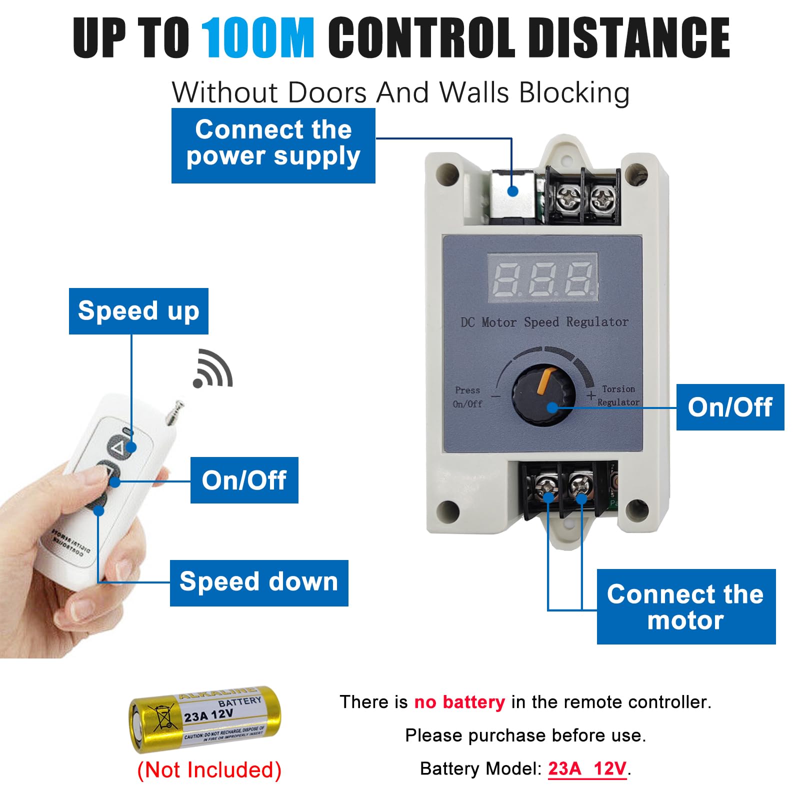 JQDML DIY Reciprocating Cycle Linear Actuator Motor 24V Stroke 1.18-6 inch No Load Speed 25-120rpm Torque 3-40lbs,with Stand Kit,Speed Control Regulator,Remote Controller(24V150mm120rpm)
