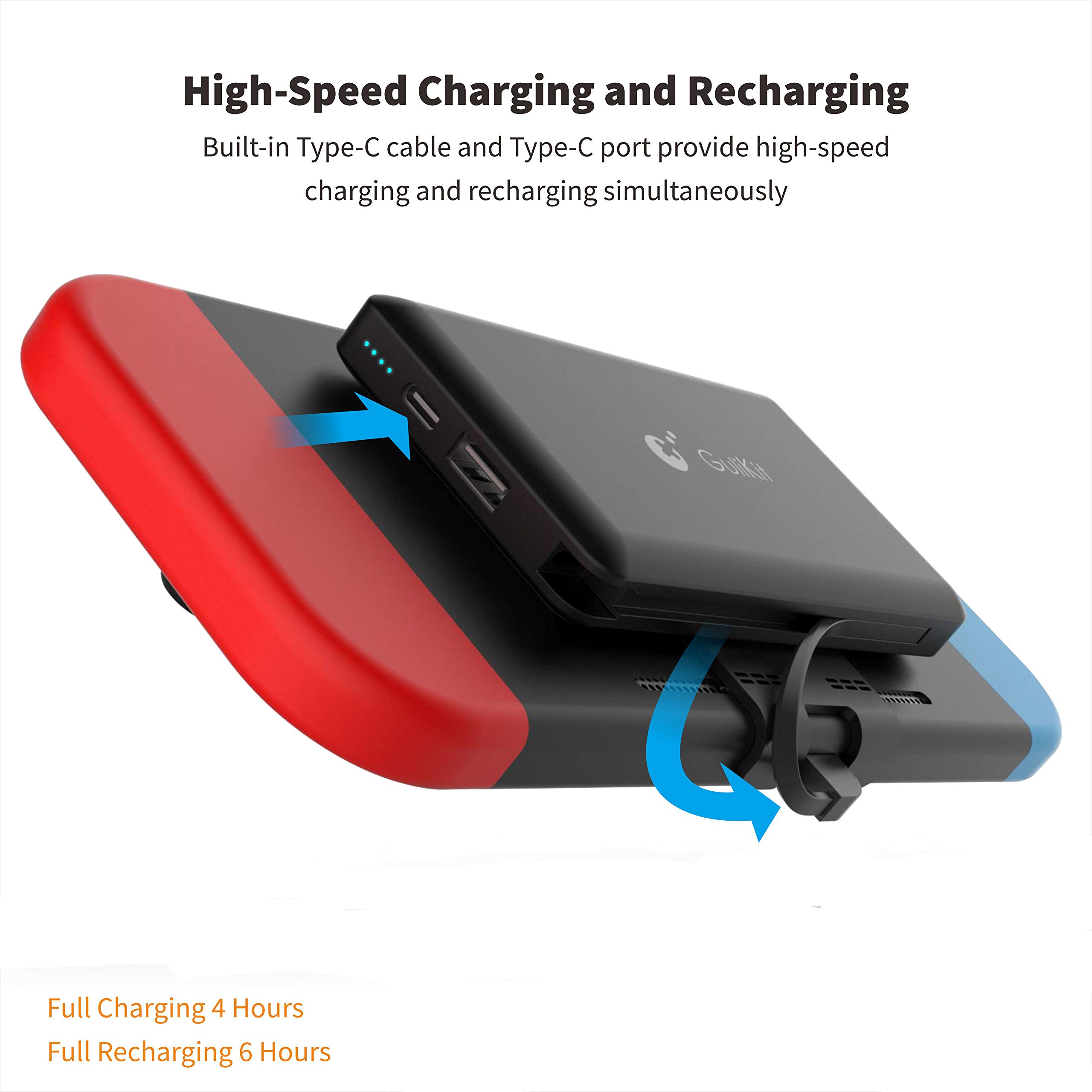 Emperor of Gadgets Portable Power Bank Compatible for Nintendo Switch, 10000mAh 5V/3A Flash Rechargeable Extended Battery Backup Charger Case for Smartphone and Switch