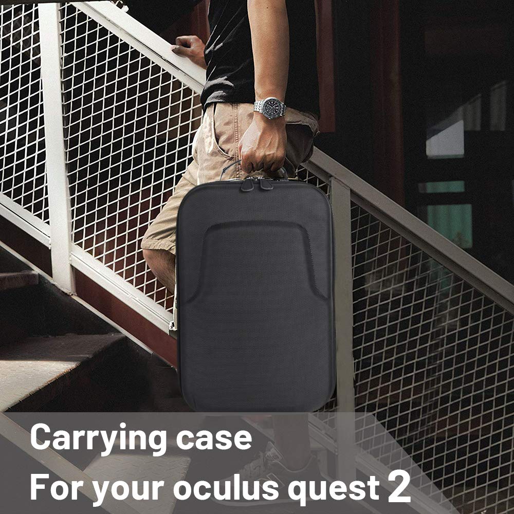 Esimen Fashion Travel Case for Oculus Quest 2, Quest 1, Elite Strap Grip Link Cable Accessories Carrying Case (Black)