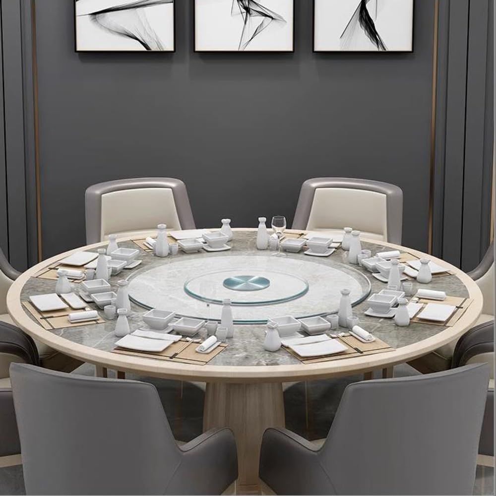 DOUKI Large Glass Lazy Susan Round Tabletop Rotating Tray 39 Inch Turntable Rotating Serving Tray For Dining Table Serving Plate, Swivel Assist System (Color : Clear, Size : 24inch(60cm))