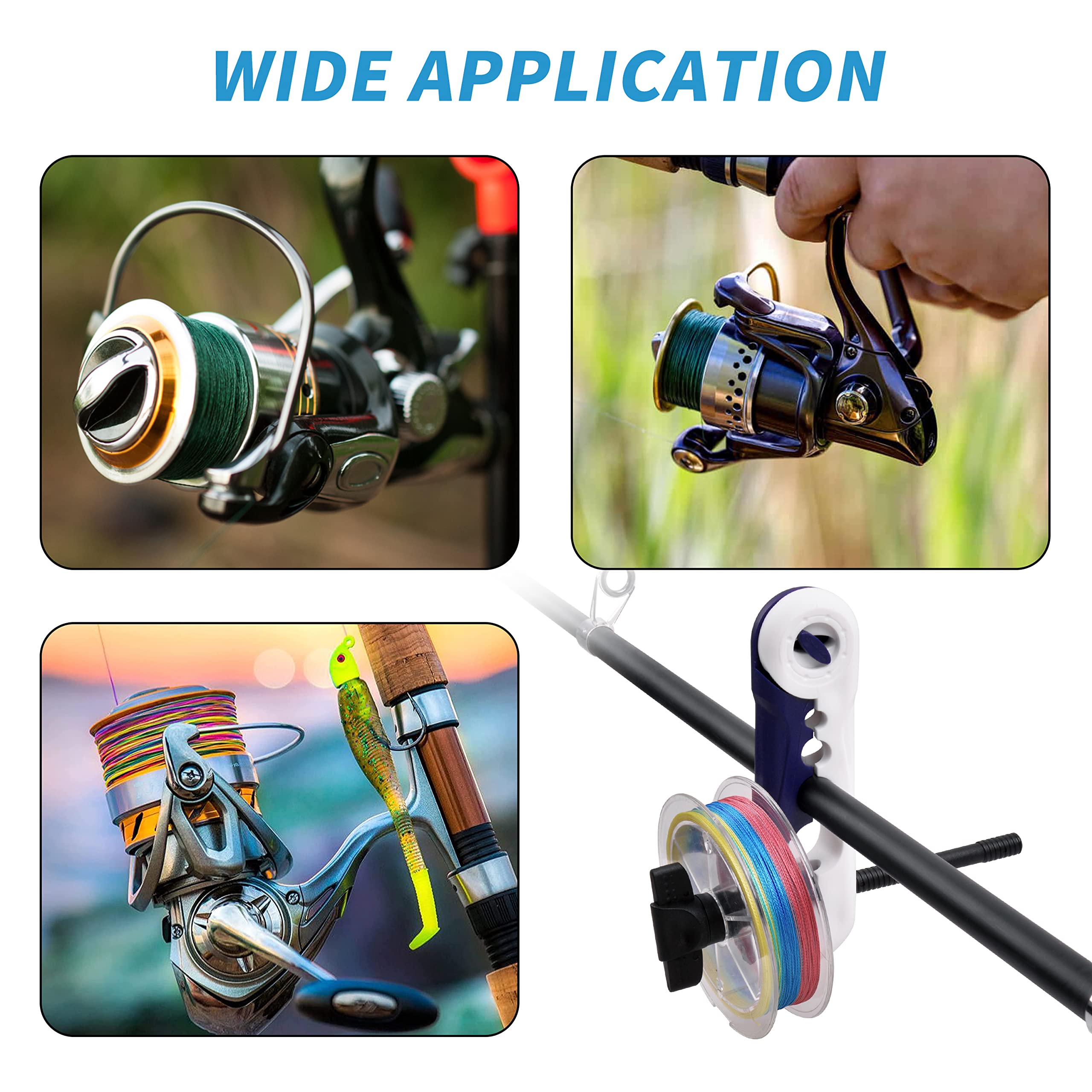 FUSIGO Mini Portable Fishing Line Spoolers, Adjustable Spinning Spool Station Plastic Winder Spooler Universal Winding Spooler (Blue)