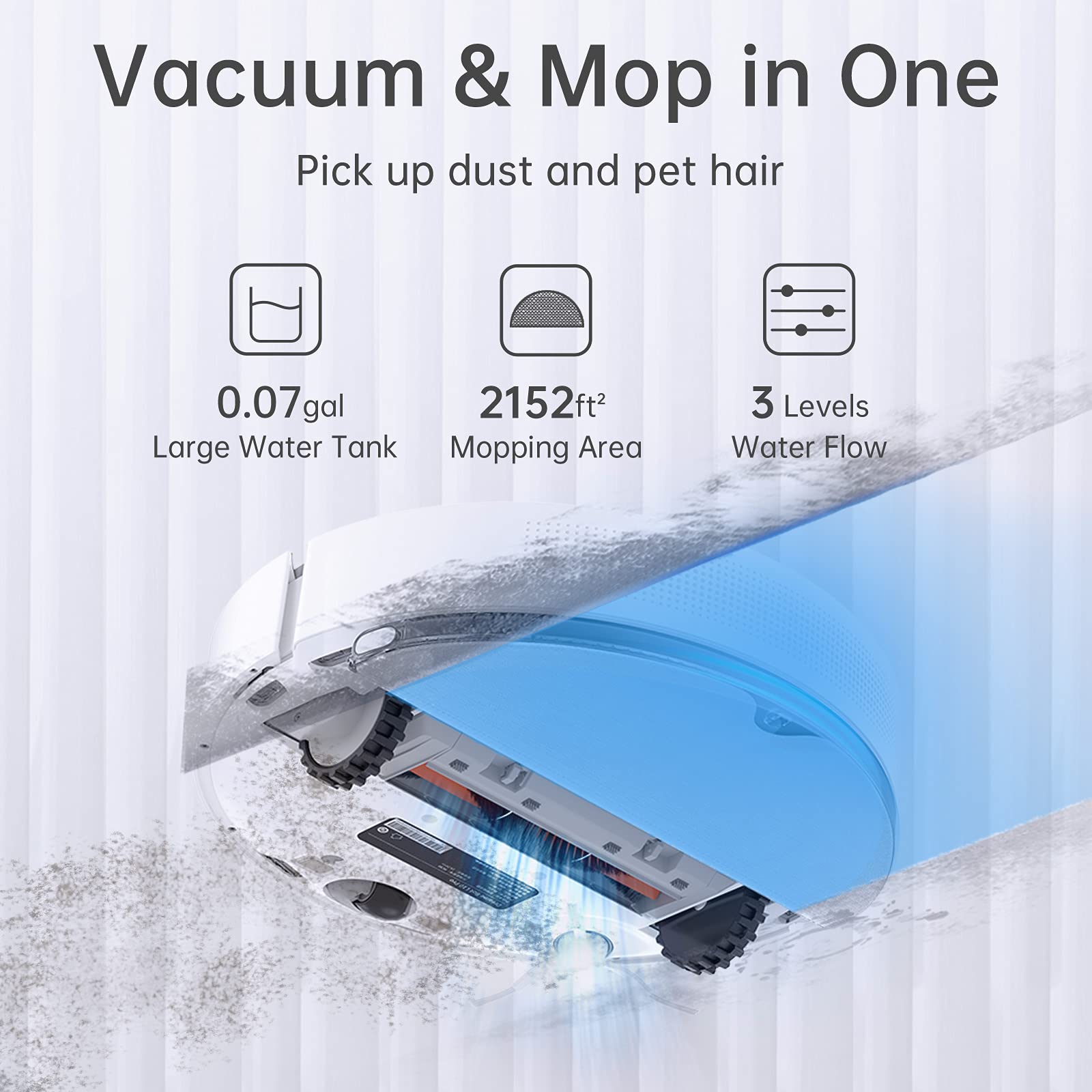 Dreametech L10 Pro Robot Vacuum and Mop, 4000Pa Strong Suction, 2.5h Runtime, Works with Alexa/Google Home/APP, 3D Obstacle Avoidance, Superb LiDAR Navigation, Ideal for Pet Hair, Carpets, Hard Floor