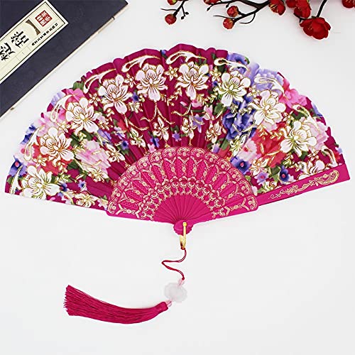 Folding Fan Vintage Pattern Chinese Style Hand Held Fans Silk Plastic Folding Fans Summer Wedding Party Fan Elegant Pattern Pocket Gift (8) (14)