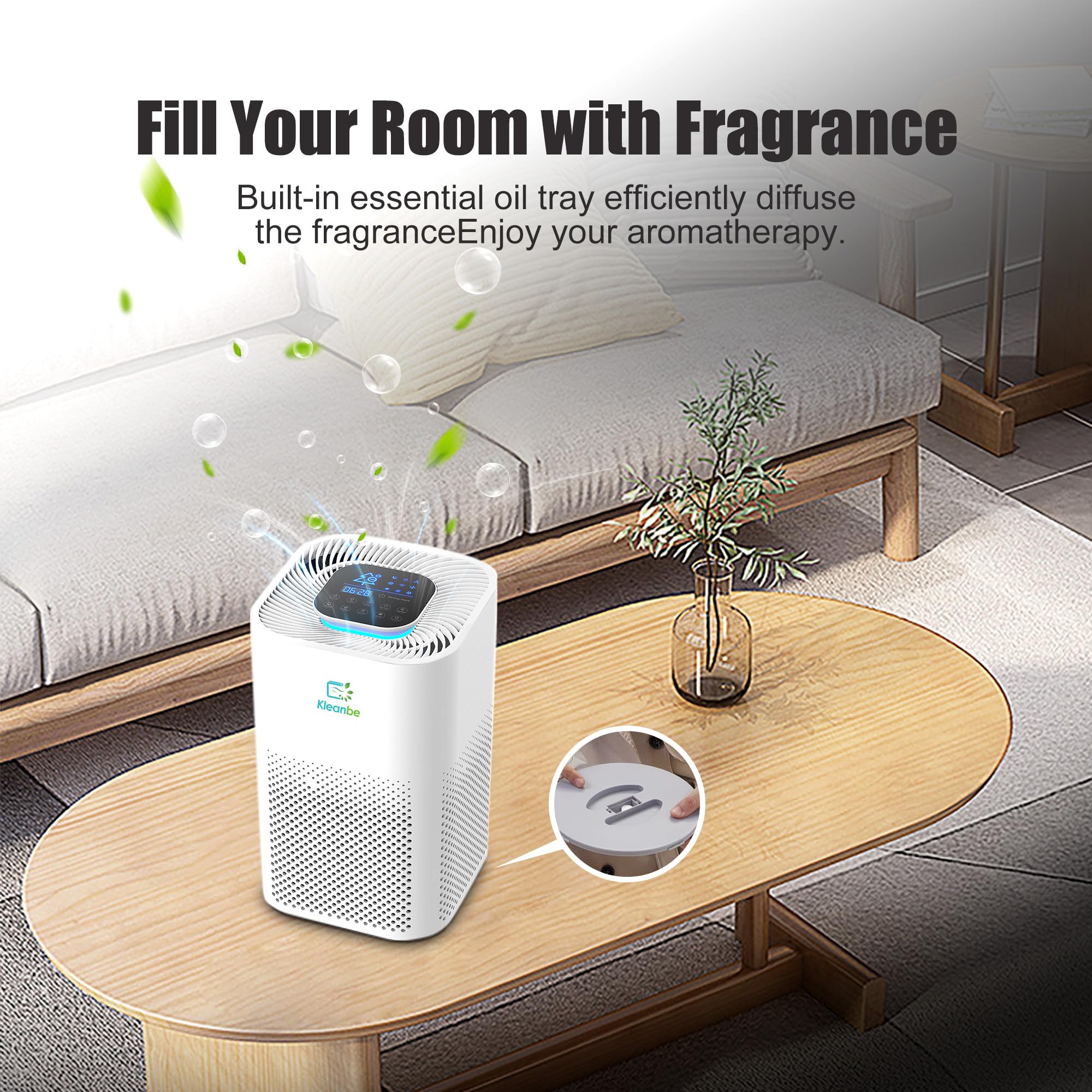 Kleanbe Air Purifiers for Home Large Room,HEPA Air Purifier for Bedroom/Large Room