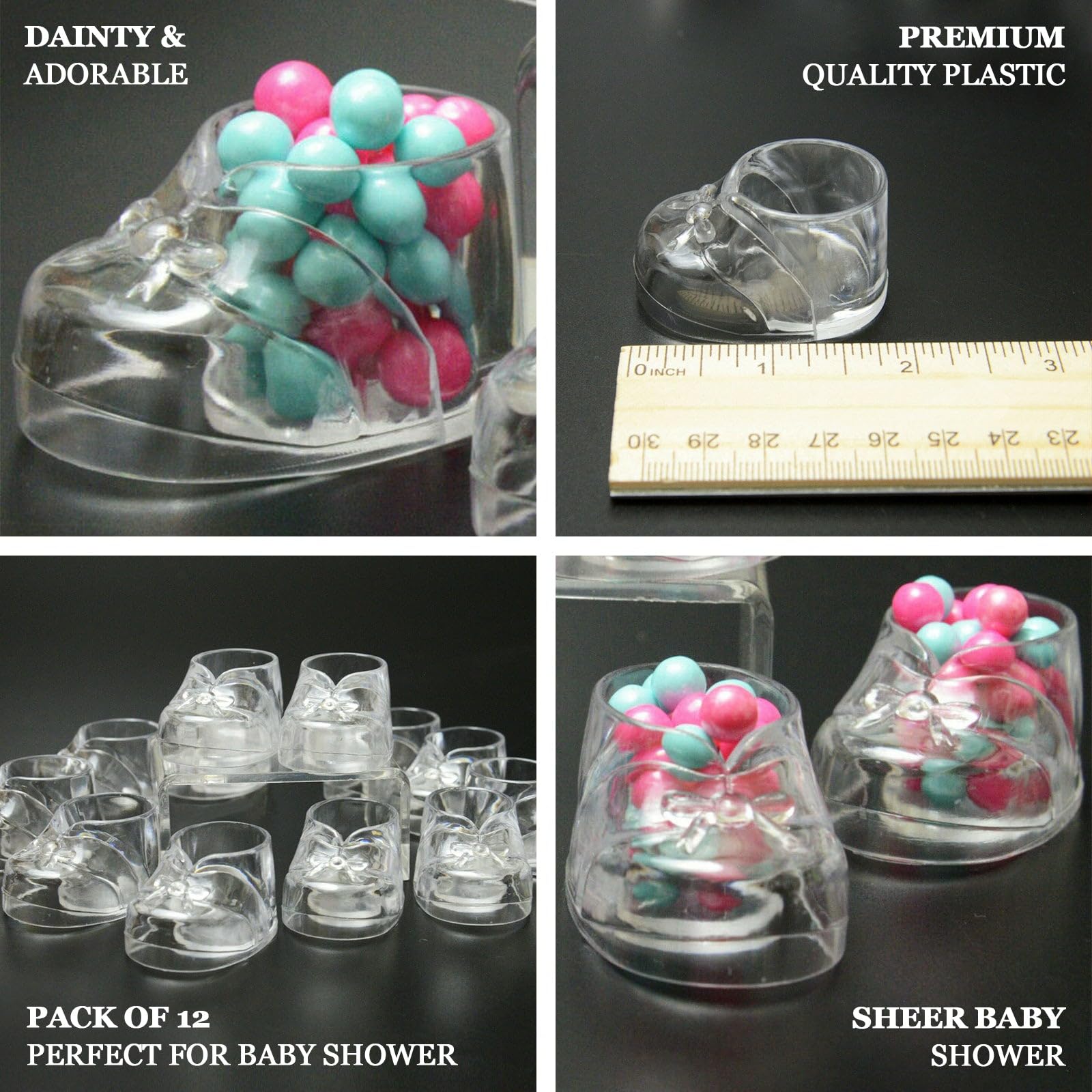 Efavormart 12 Pack Clear Fillable Baby Booties Shower Party Favor Gift