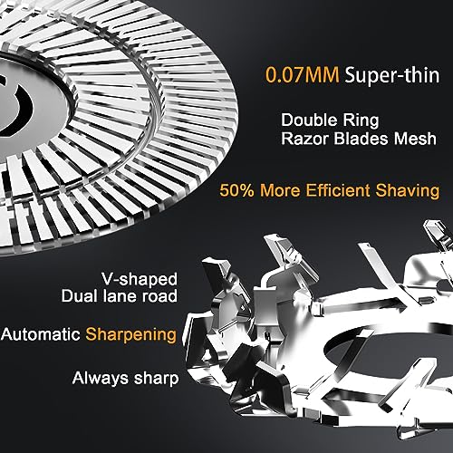 Phisco Electric Shaver Razor for Men Floating Rotary, IPX7, LED Display, Rechargeable, Dry/Wet, Pop-Up Beard Trimmer (Black)
