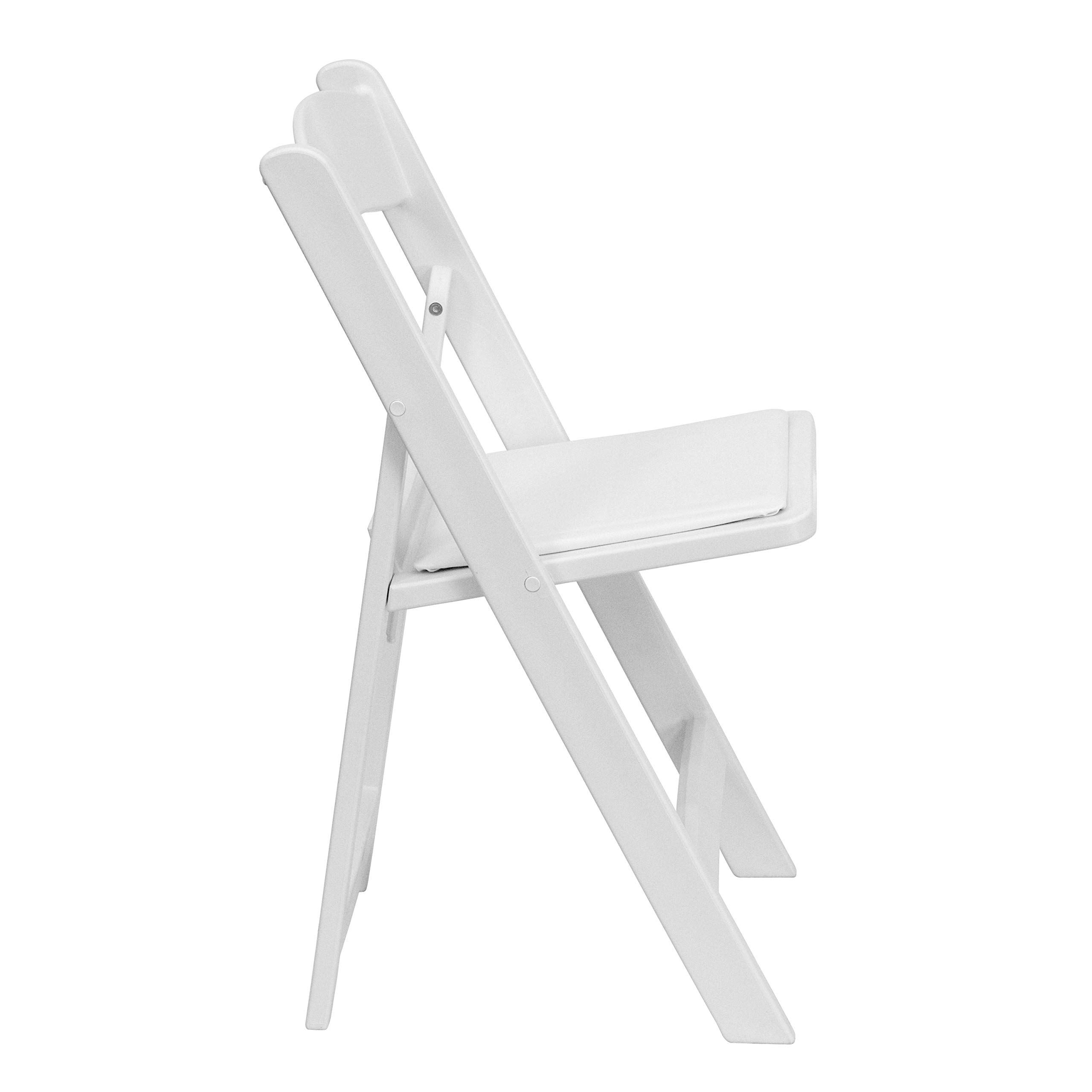EMMA + OLIVER Folding Chair - White Resin β 2 Pack 800LB Weight Capacity Comfortable Event Chair - Light Weight Folding Chair