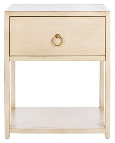 Safavieh Home Collection Yudi Antique White and Gold 1-Drawer Nightstand