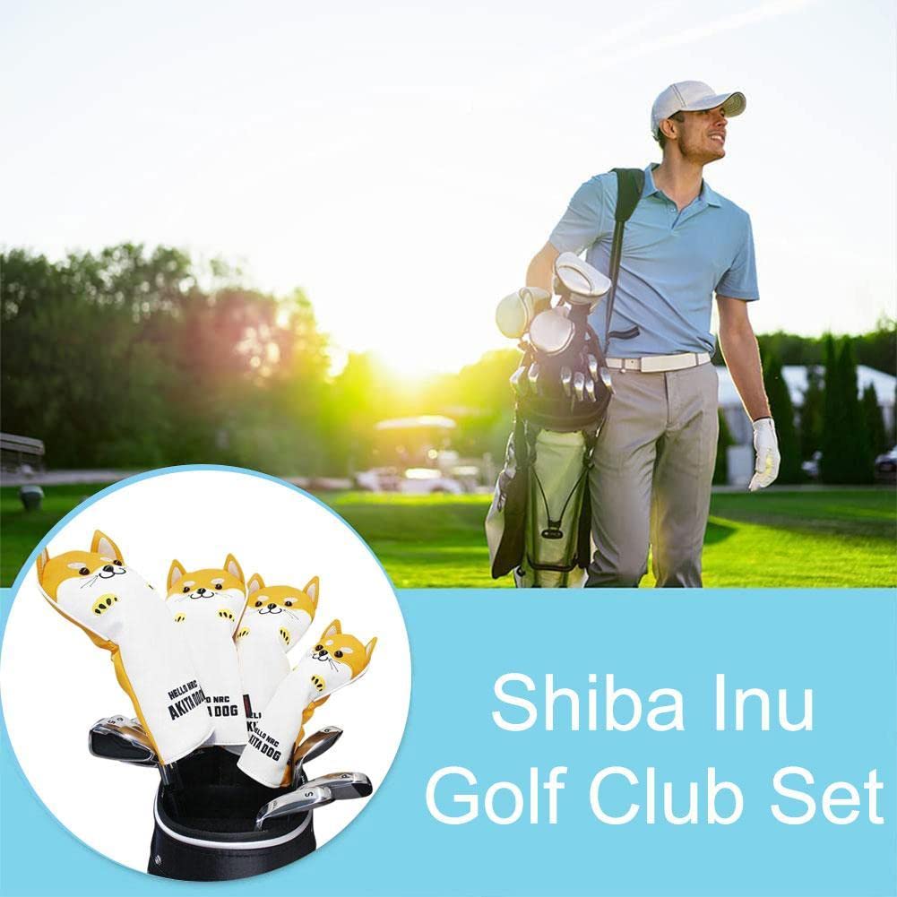Golf Cover Cute Akita Golf Club Cover for Driver Fairway Hybrid Wood Covers Protector Putter Leather Pu