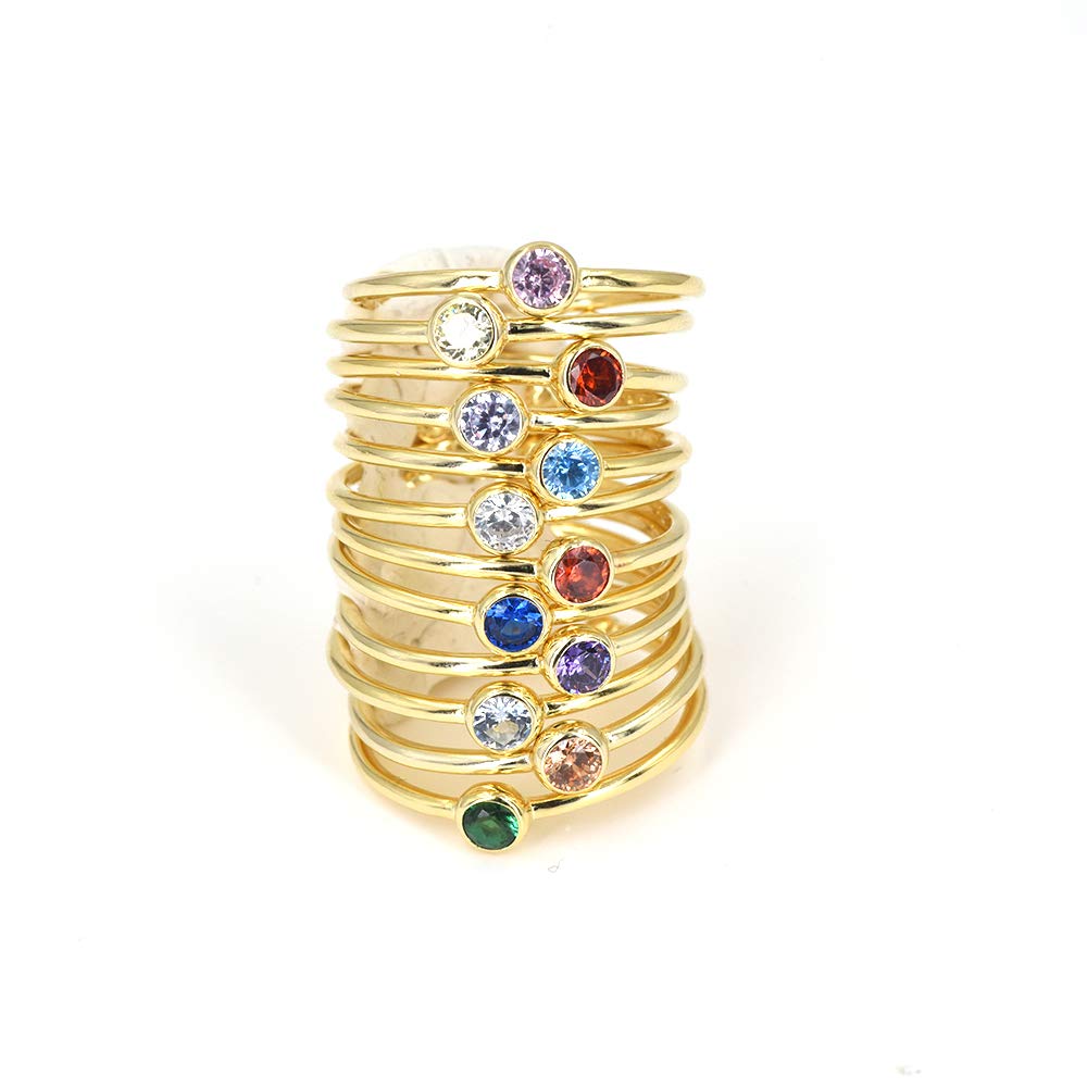 espere Sterling Silver Birthstone Stacking Ring Dainty Birthstone Rings Open Adjustable [March - Aquamarine]
