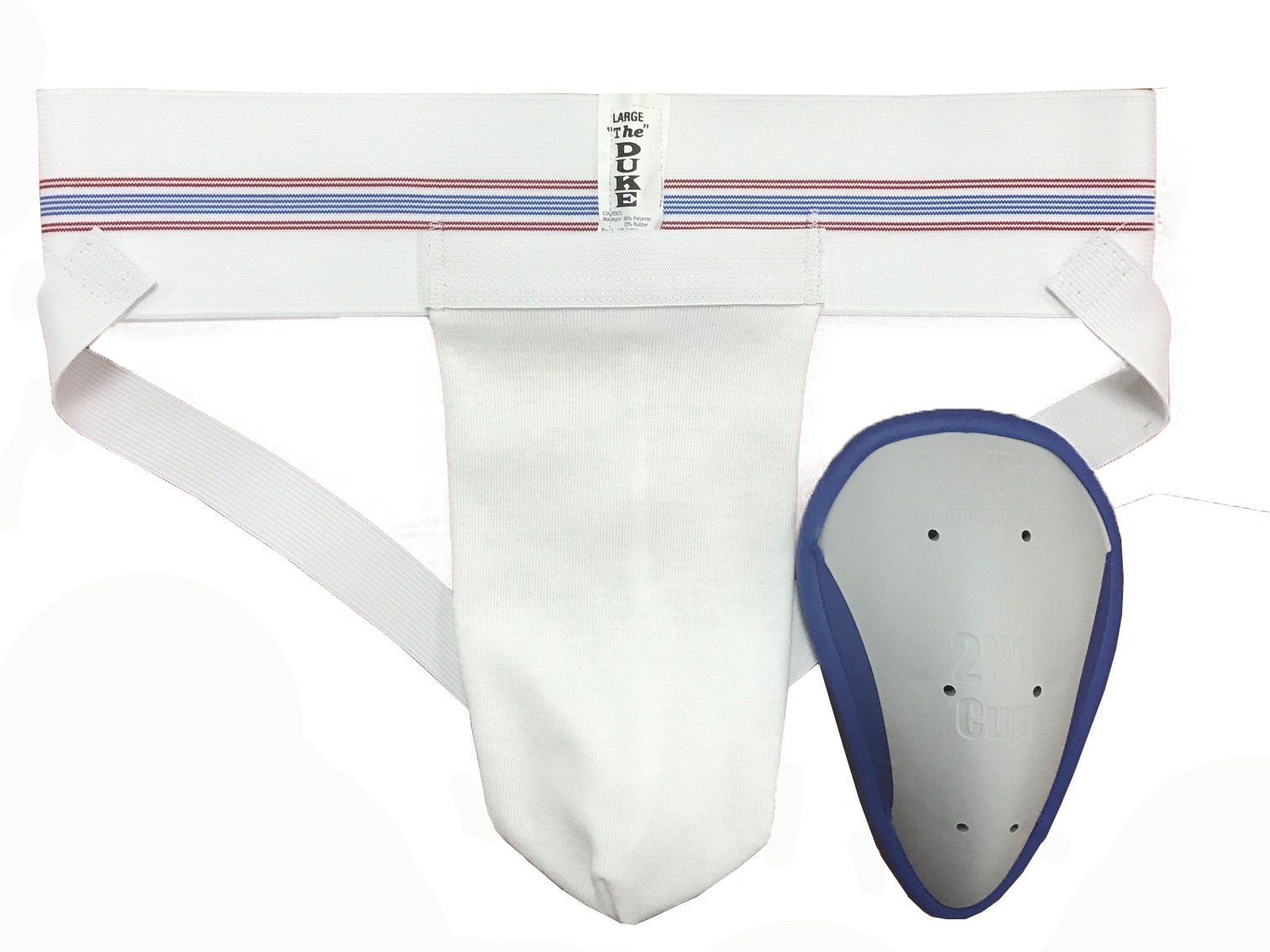 Duke Athletic Youth Supporter With 2N1 Cup, White, Medium