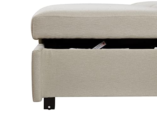 ERYE 74.5" W Futon Loveseat W/Pull Couch Bed and 2 Pillows,3 in 1 Reclining Backrest Love Seat Convertible Queen Size Sleeper & Sofabed for Home Apartment Office Living Room, Beige