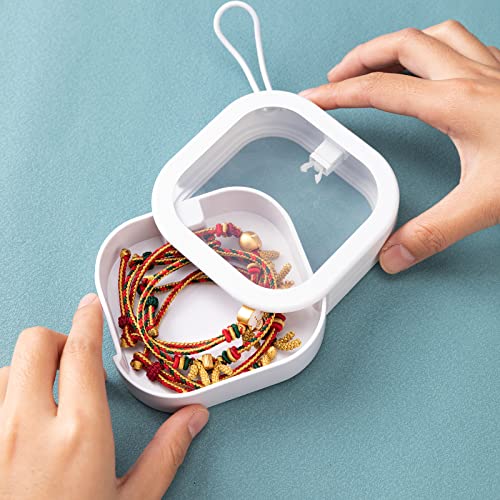 Obsoorth Portable Hair Tie Organizer Hanging Stackable Mini Travel Qtip Organizer Box Case with Clear Lid for Organizing Bandaid Bobby Pin Cotton Swabs Small Items, White