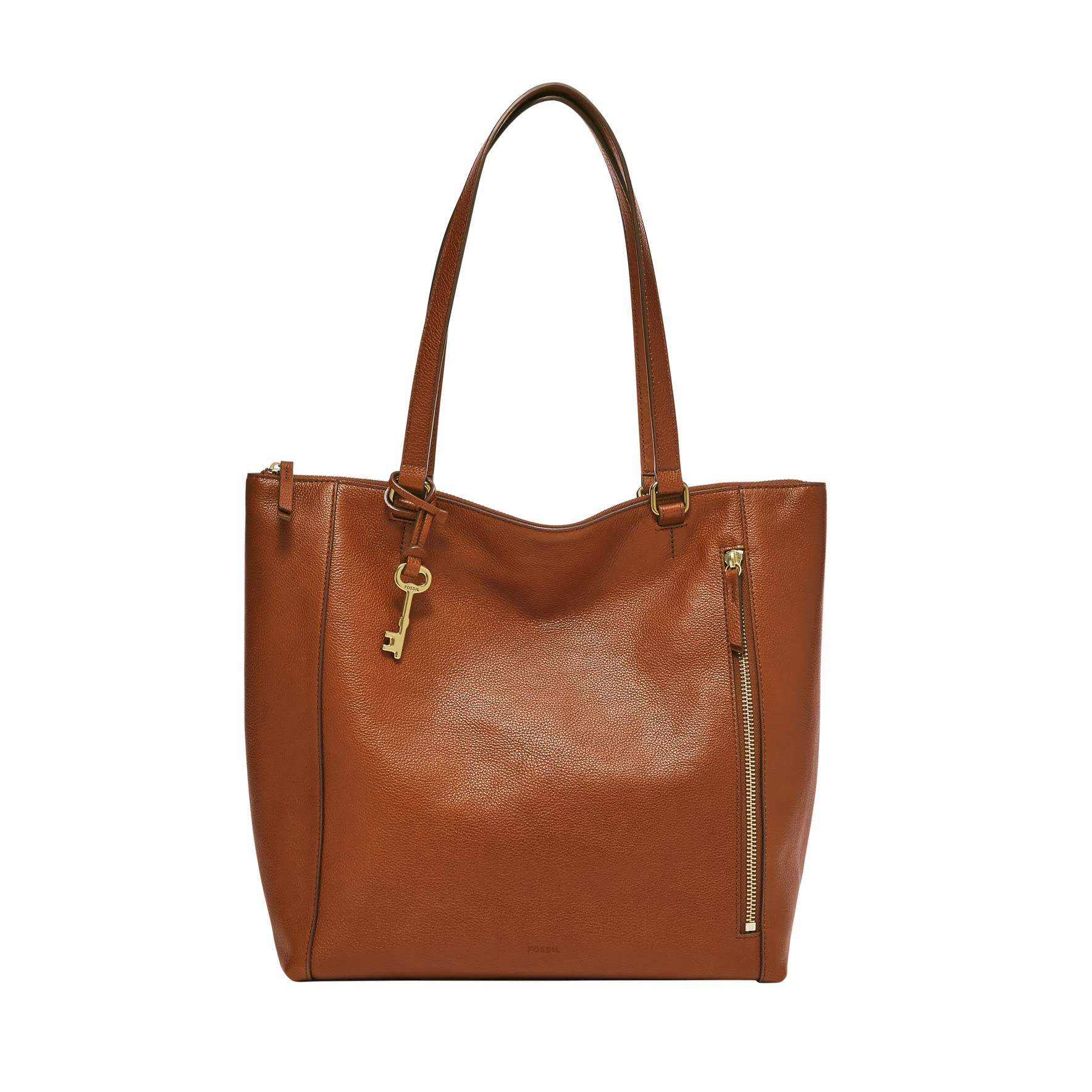 Fossil Women's Tara Leather Shopper Tote Purse Handbag, Brandy Women's Tara Leather Zip Around Clutch Wallet, Brandy