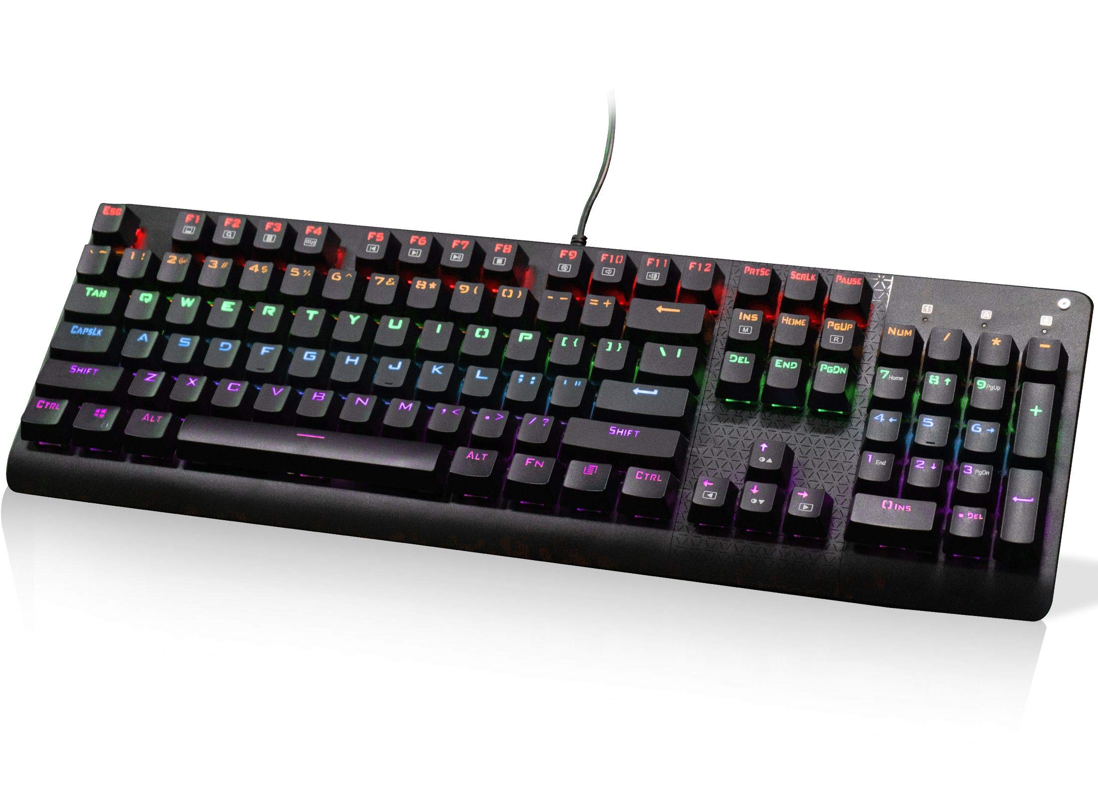 E-YOOSO Mechanical Keyboard K600 Red Switches 104 Keys Gaming Keyboard 9 Modes LED Backlit Rainbow USB Wired Keyboard for Desktop Computer Laptop Windows PC