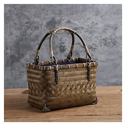 DOUBA Handmade Bag Basket Handbag Rattan Ceremony Basket Storage Bag