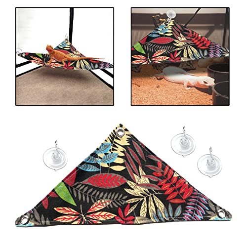 KLKCMS Reptile Hammock Lounger Ladder Bearded Dragon Hammock Accessories for Bearded Geckos Lizards Reptile, Black S